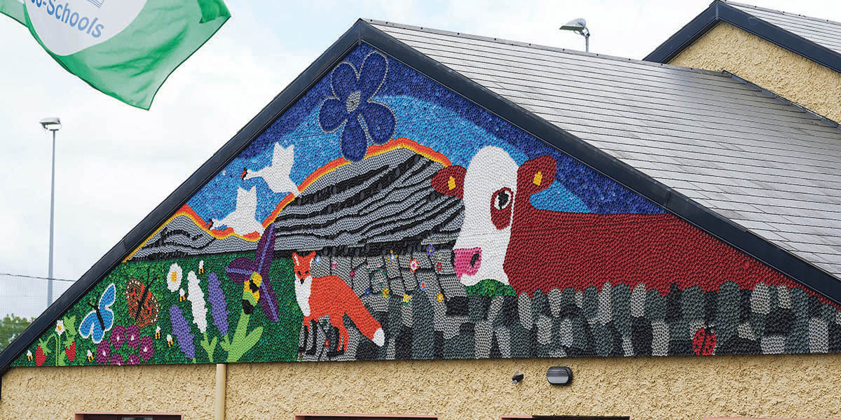 Bottle cap mural at Kilnaboy National School - The Clare Champion